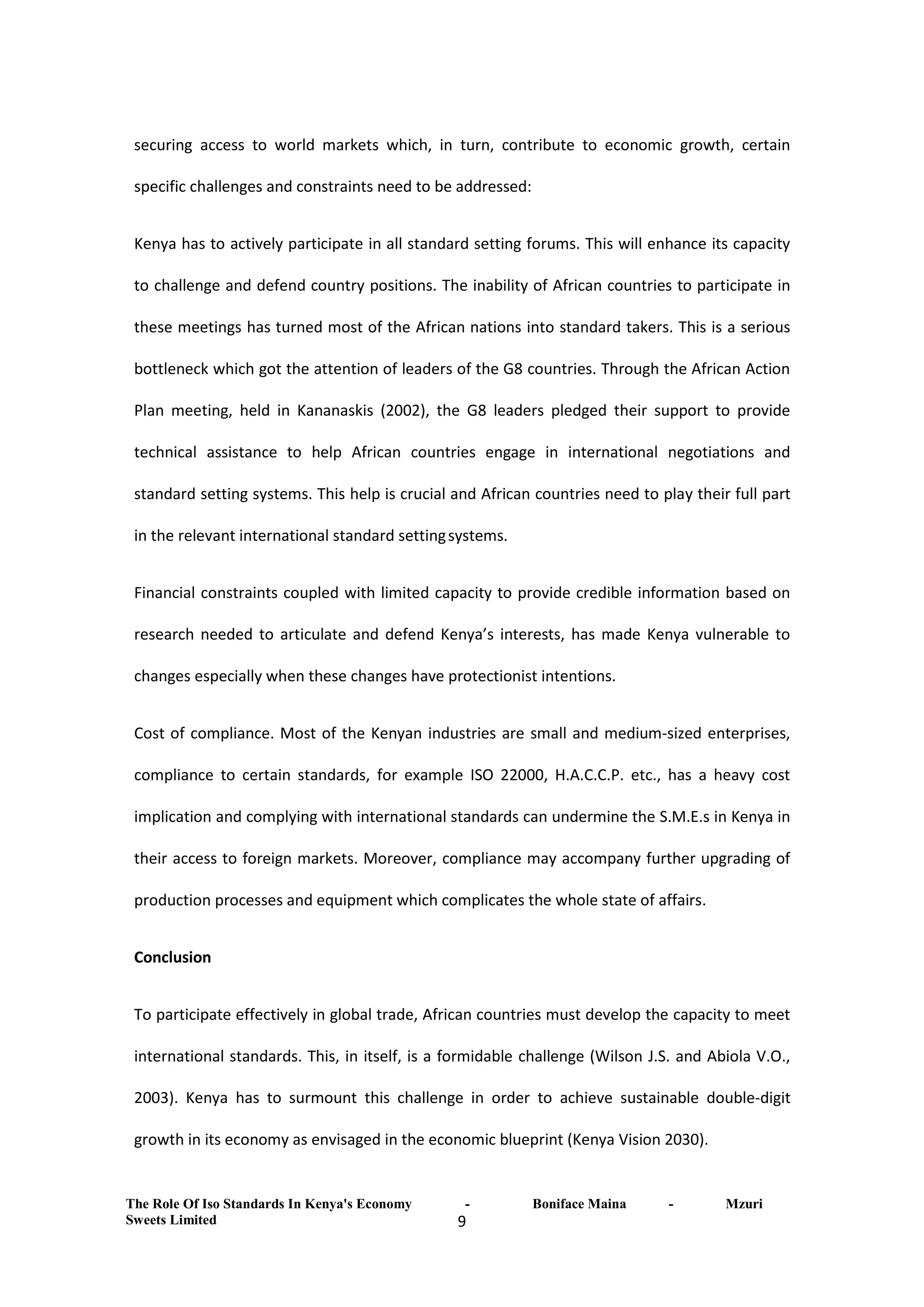 THE ROLE OF ISO STANDARDS IN KENYA'S ECONOMY | PDF