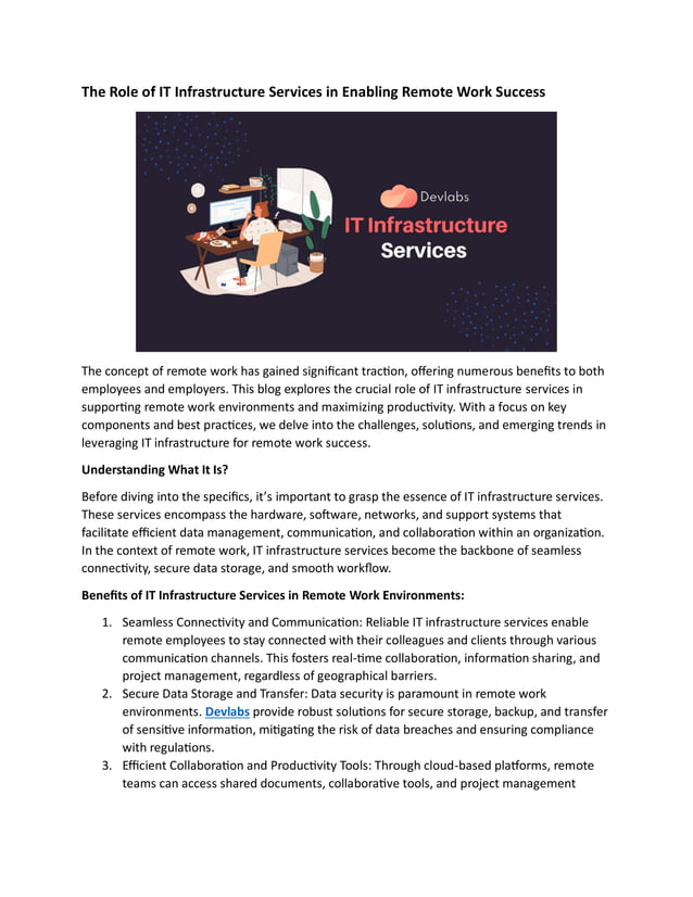 The Role of IT Infrastructure Services in Enabling Remote Work Success | PDF