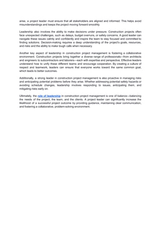 The Role of Leadership in Effective Construction Project Management by ...