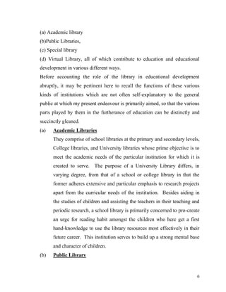 The role of library in educational development | PDF | Education
