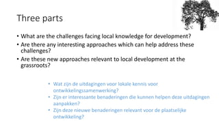 The role of local knowledge in sustainable development: new modes of ...