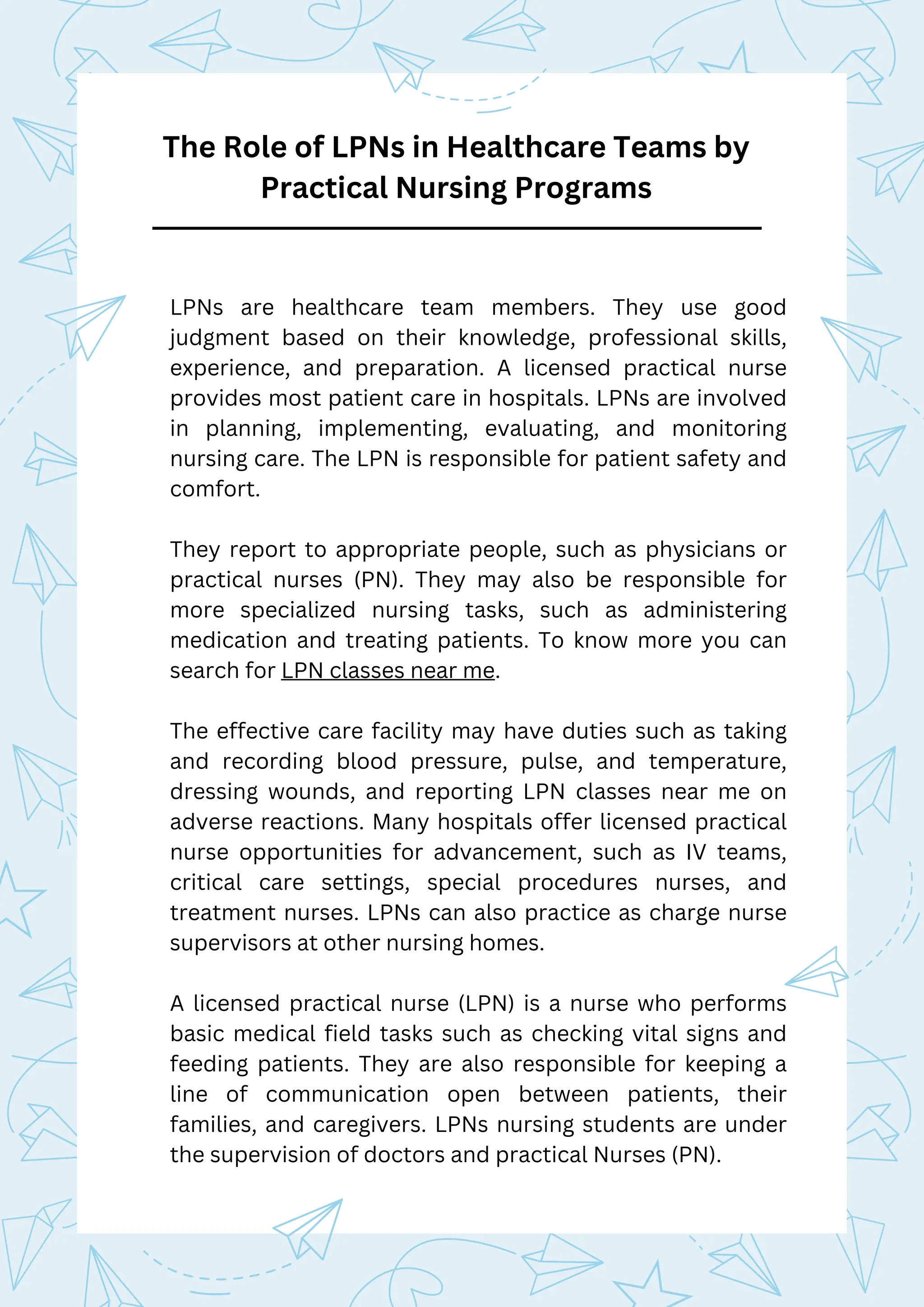 The Role of LPNs in Healthcare Teams by Practical Nursing Programs - PDF | PDF