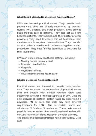 The Role of LPNs in Healthcare Teams by Practical Nursing Programs ...