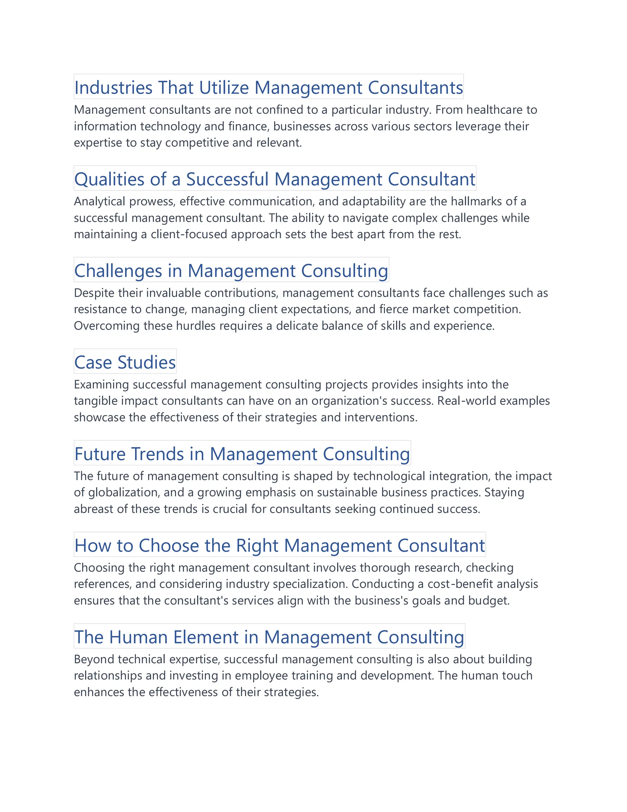 (The Role of Management Consultants.pdf) | PDF | Management Consulting Industry | Industries