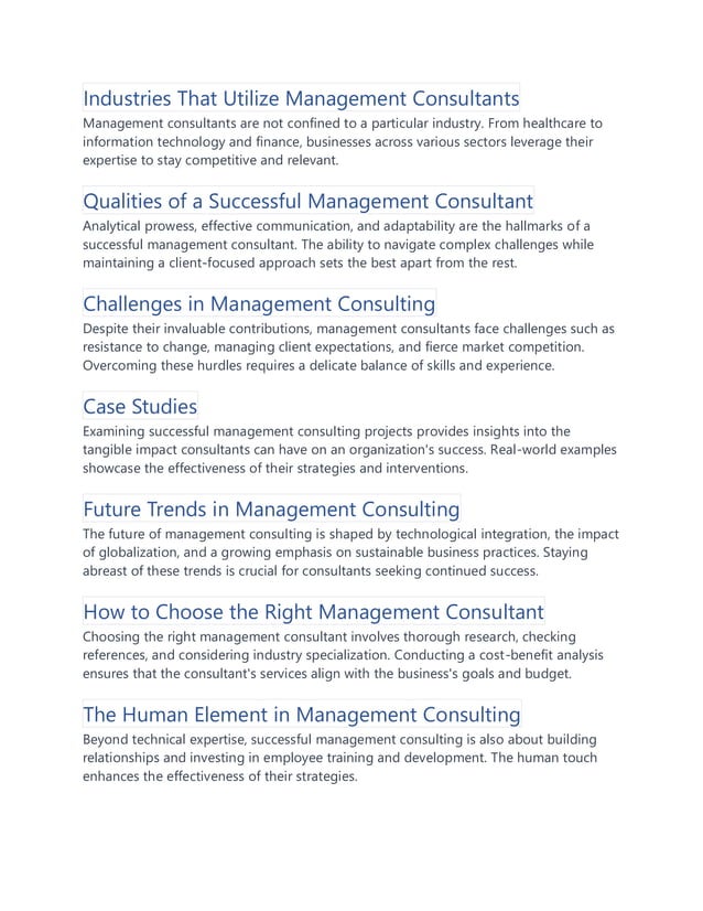 (The Role of Management Consultants.pdf) | PDF | Management Consulting Industry | Industries