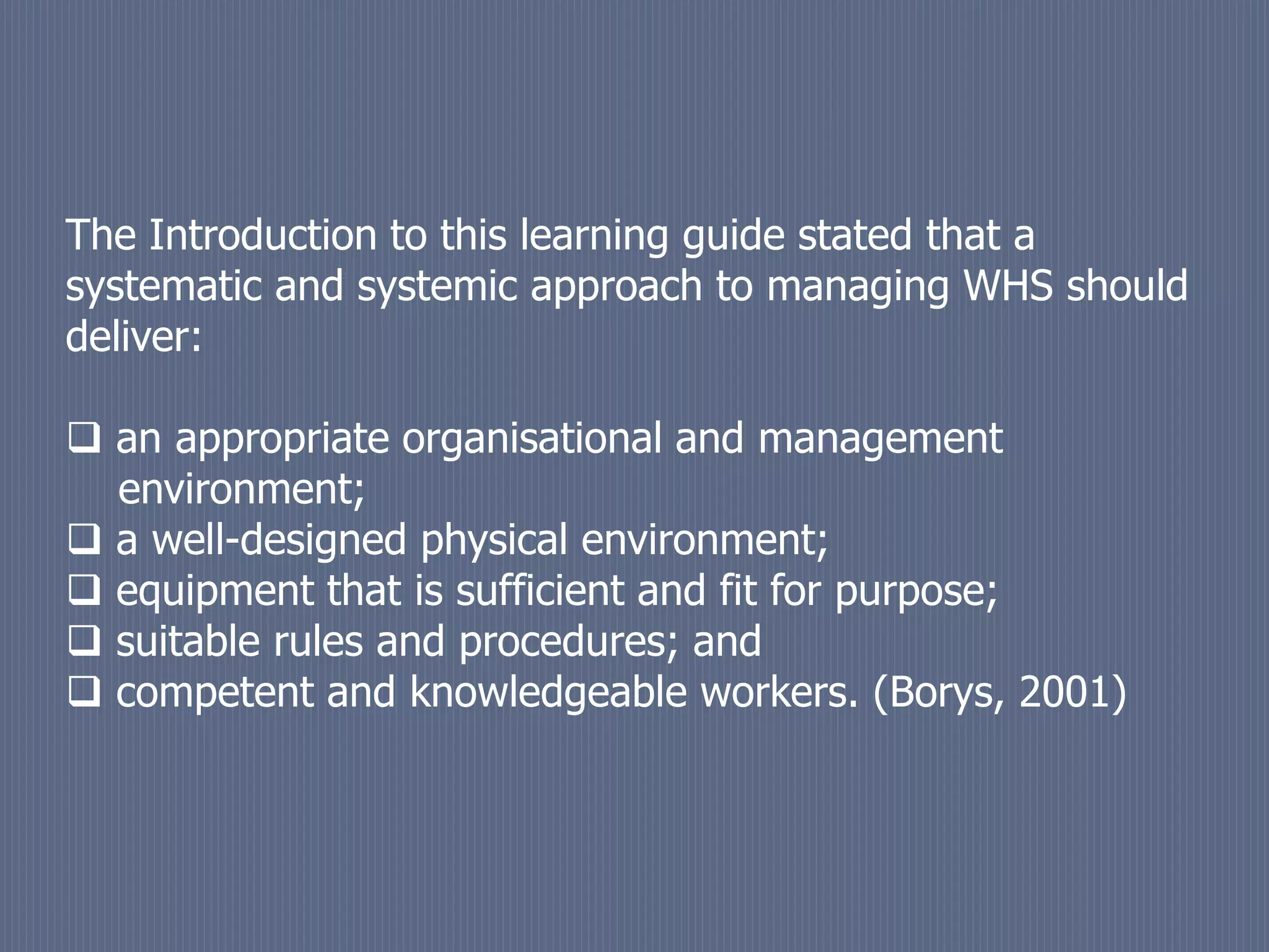 Occupational Health and Safety Training -The Role of Managers in WHS | PPTX