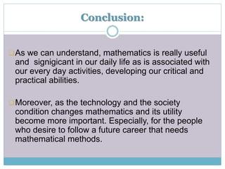 The Role of Mathematics In Human Daily Life | PPTX