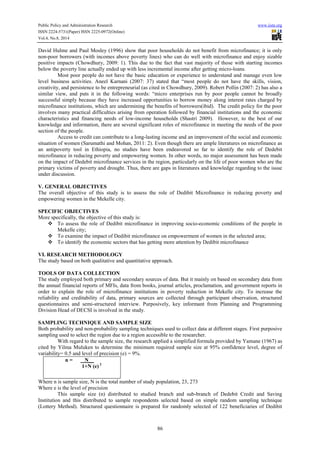 The role of microfinance institutions in poverty reduction and women’s ...