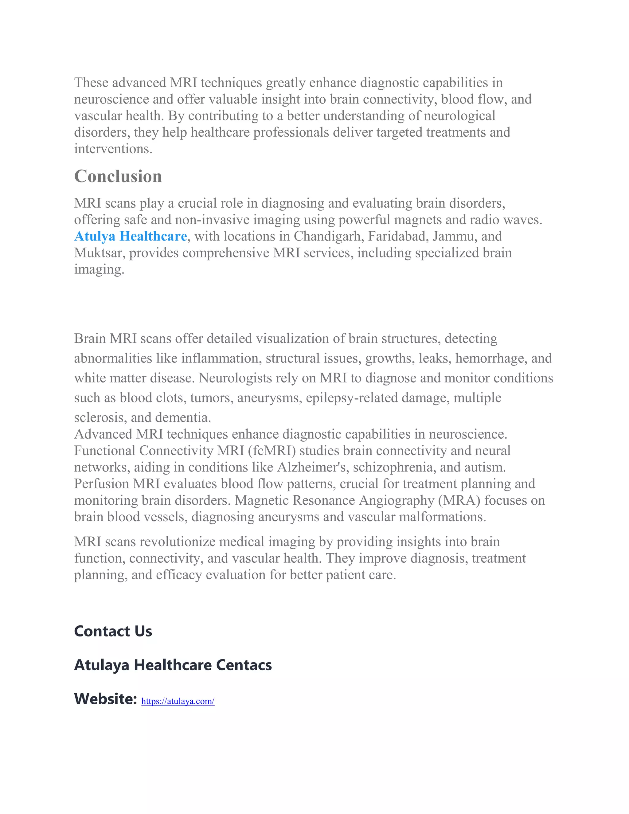 The Role of MRI in Diagnosing Brain Disorders.docx | Brain and Nervous System Disorders ...