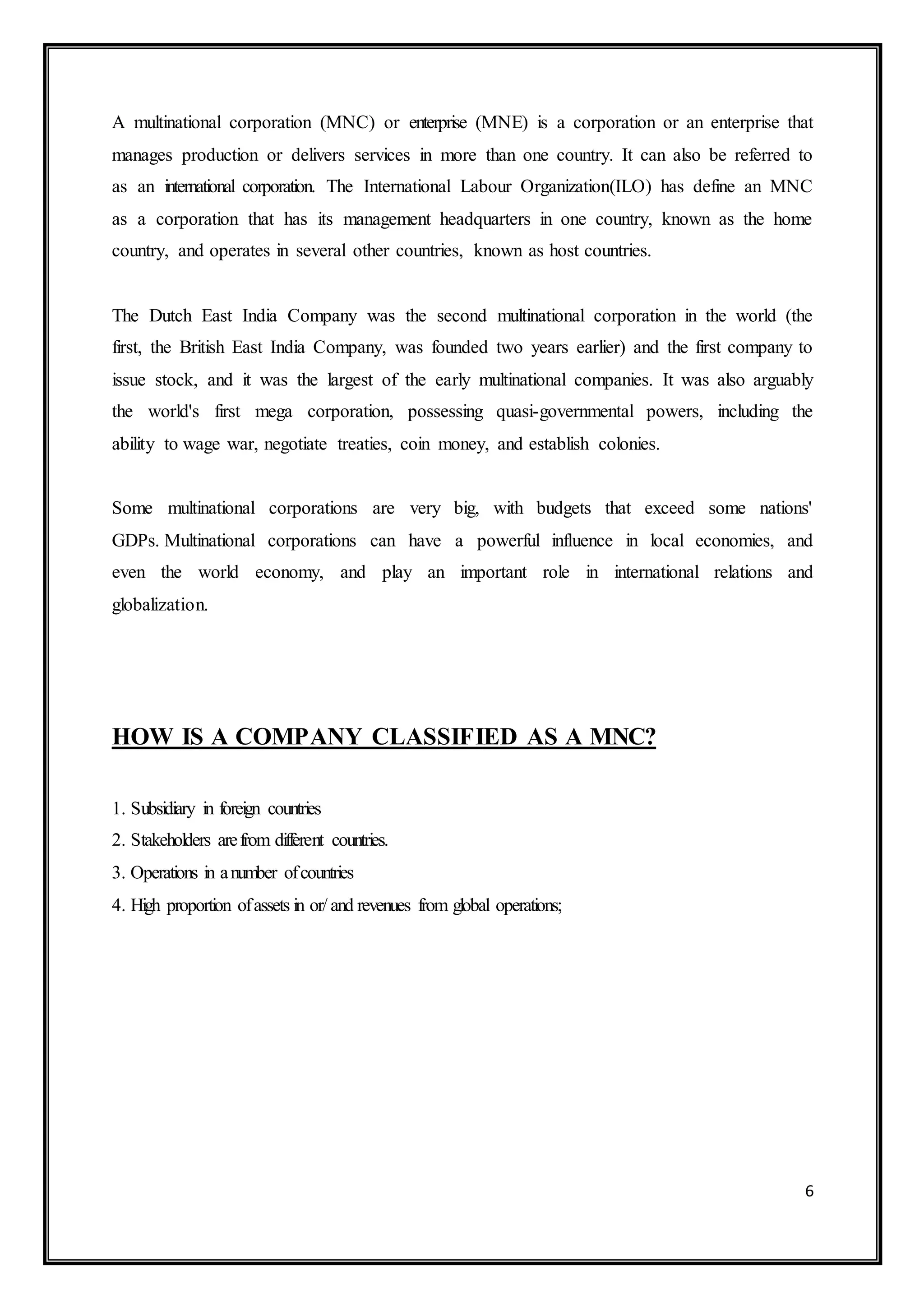 The Role of Multinational Corporations a Case Study- Nestle | DOCX