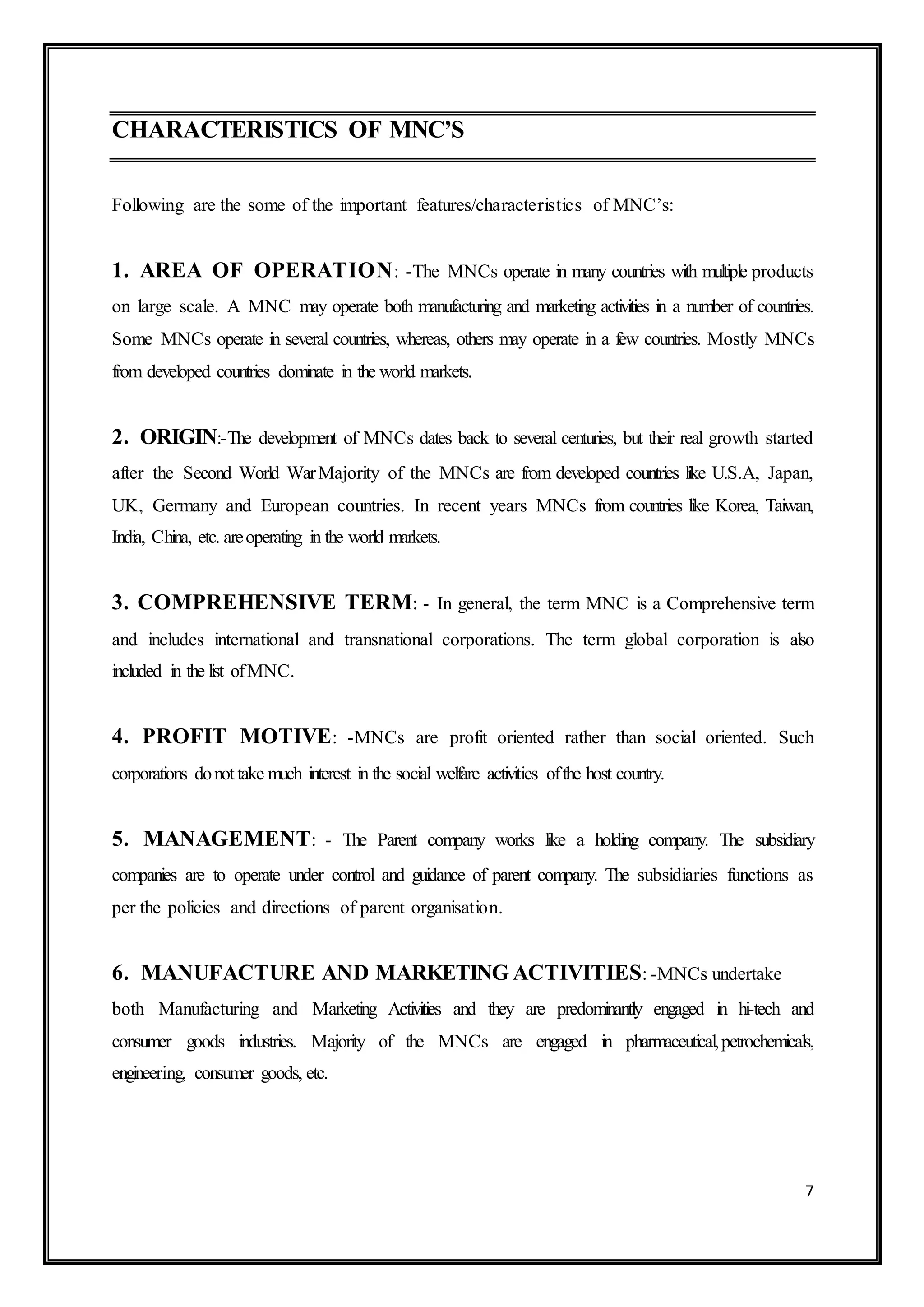 The Role of Multinational Corporations a Case Study- Nestle | DOCX