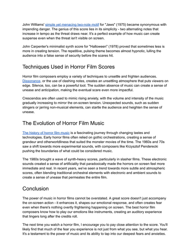 The Role of Music in Creating Suspense - Analysing Horror Film Scores ...