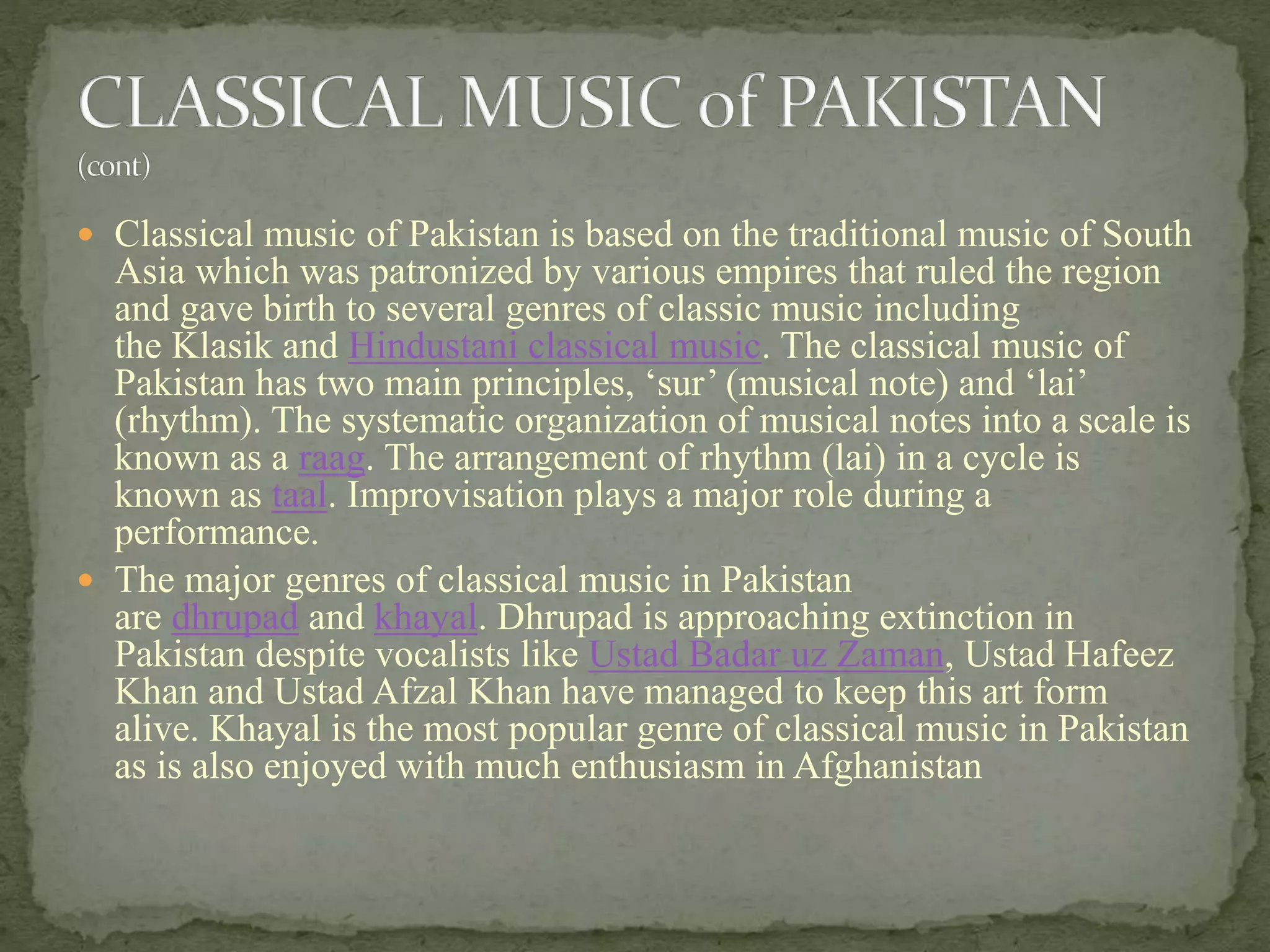 The role of music in pakistani culture | PPTX