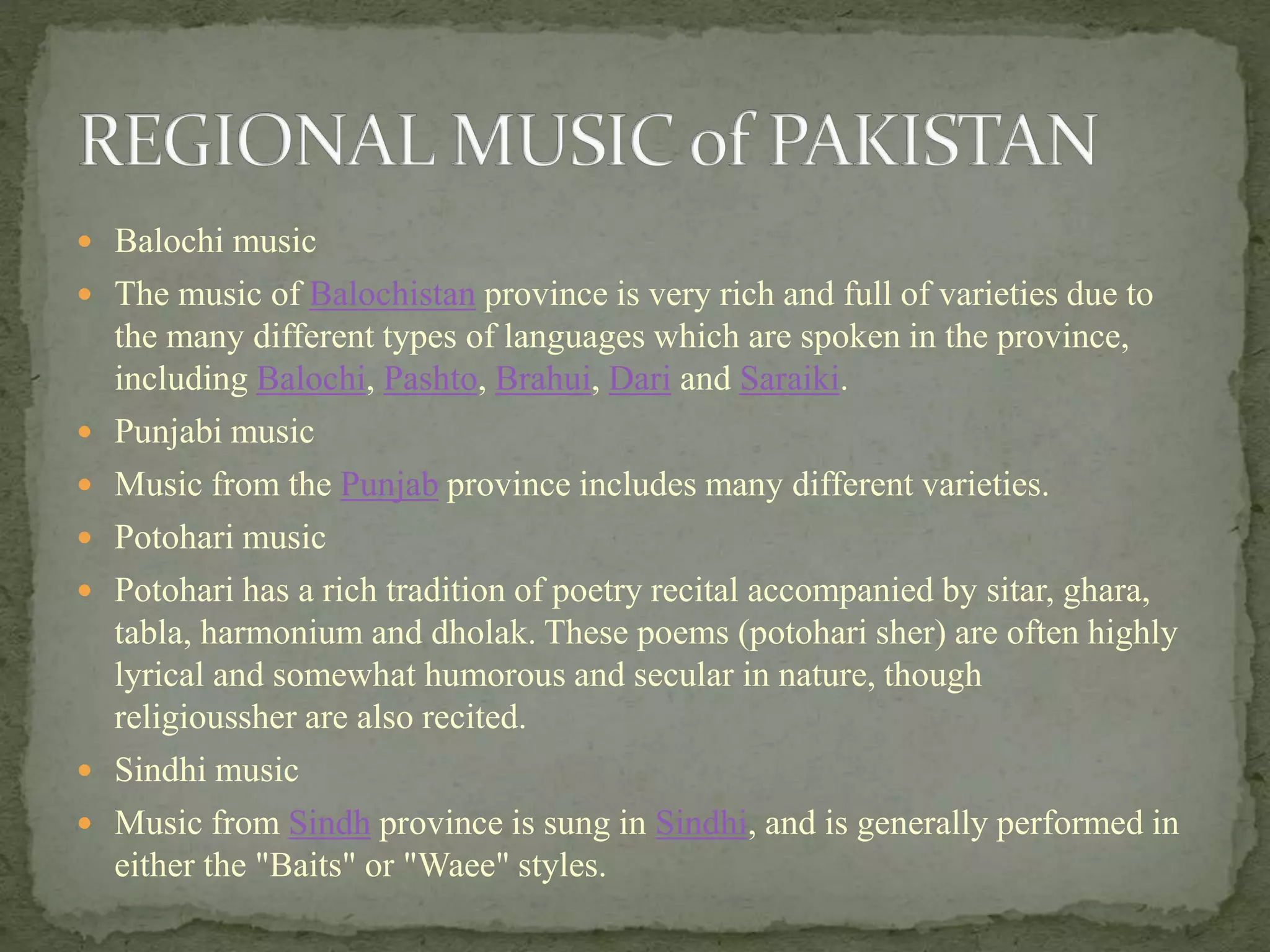 The role of music in pakistani culture | PPTX