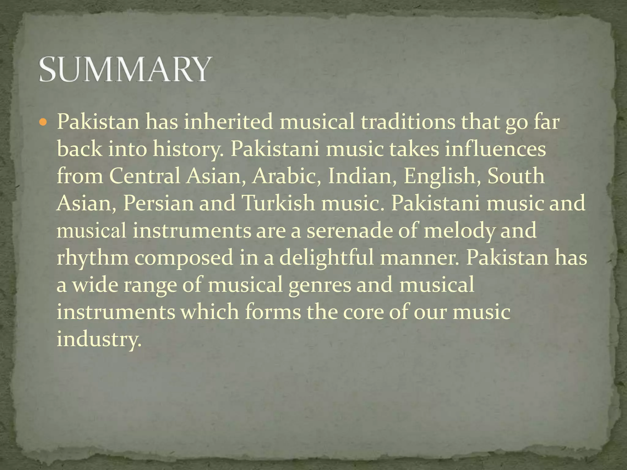 The role of music in pakistani culture | PPTX