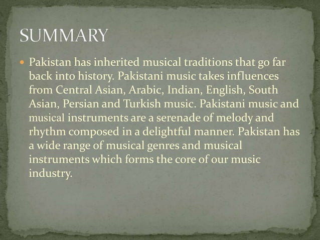 The role of music in pakistani culture | PPTX