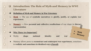 The Role of Myth and Memory in WWI Literature | PDF
