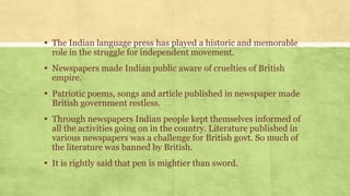 The role of newspaper in indian freedom struggle | PPTX