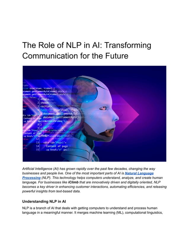 The Role of NLP in AI_ Transforming Communication for the Future.pdf