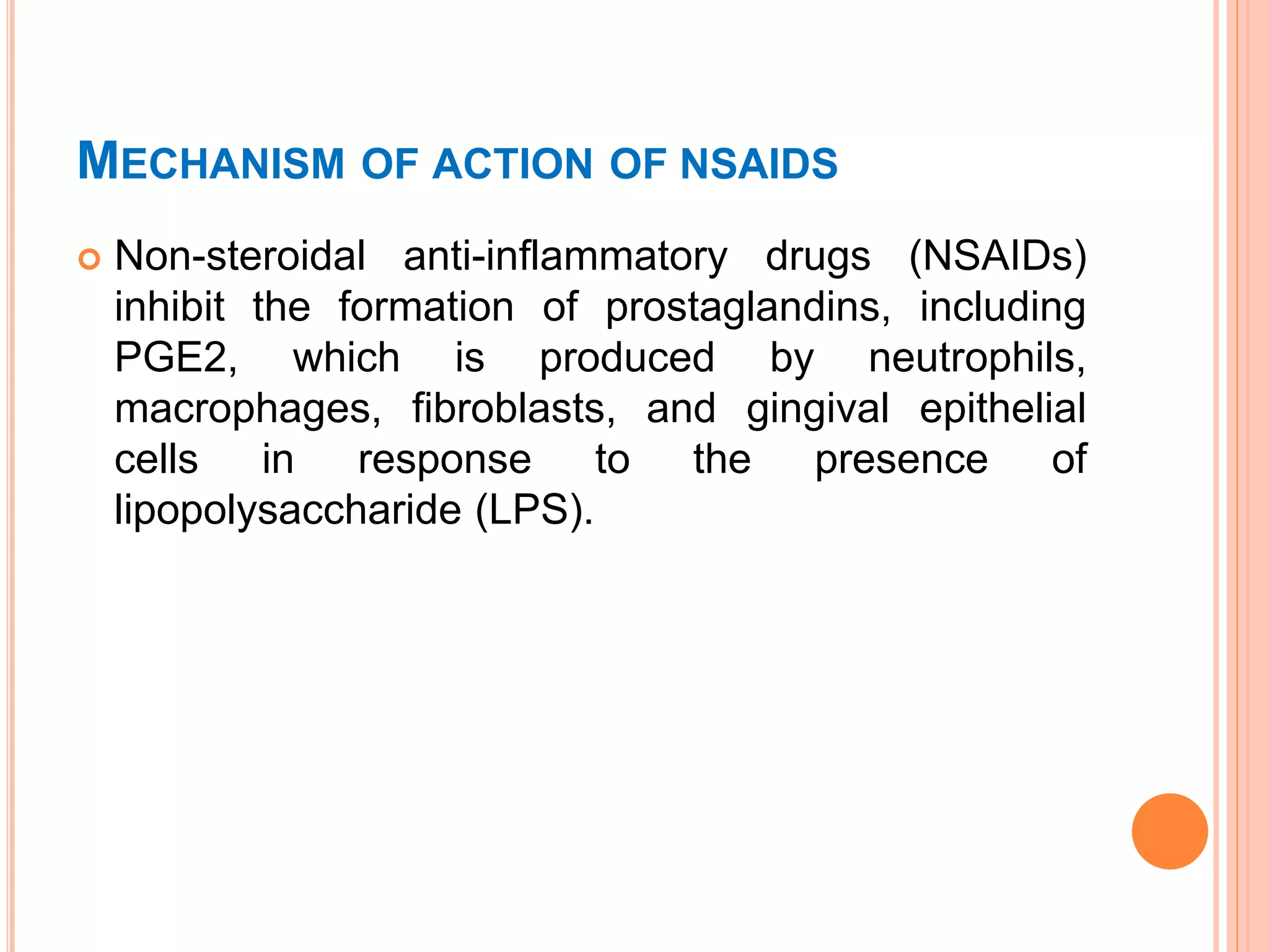 The role of NSAIDs in periodontal disease progression | PPTX