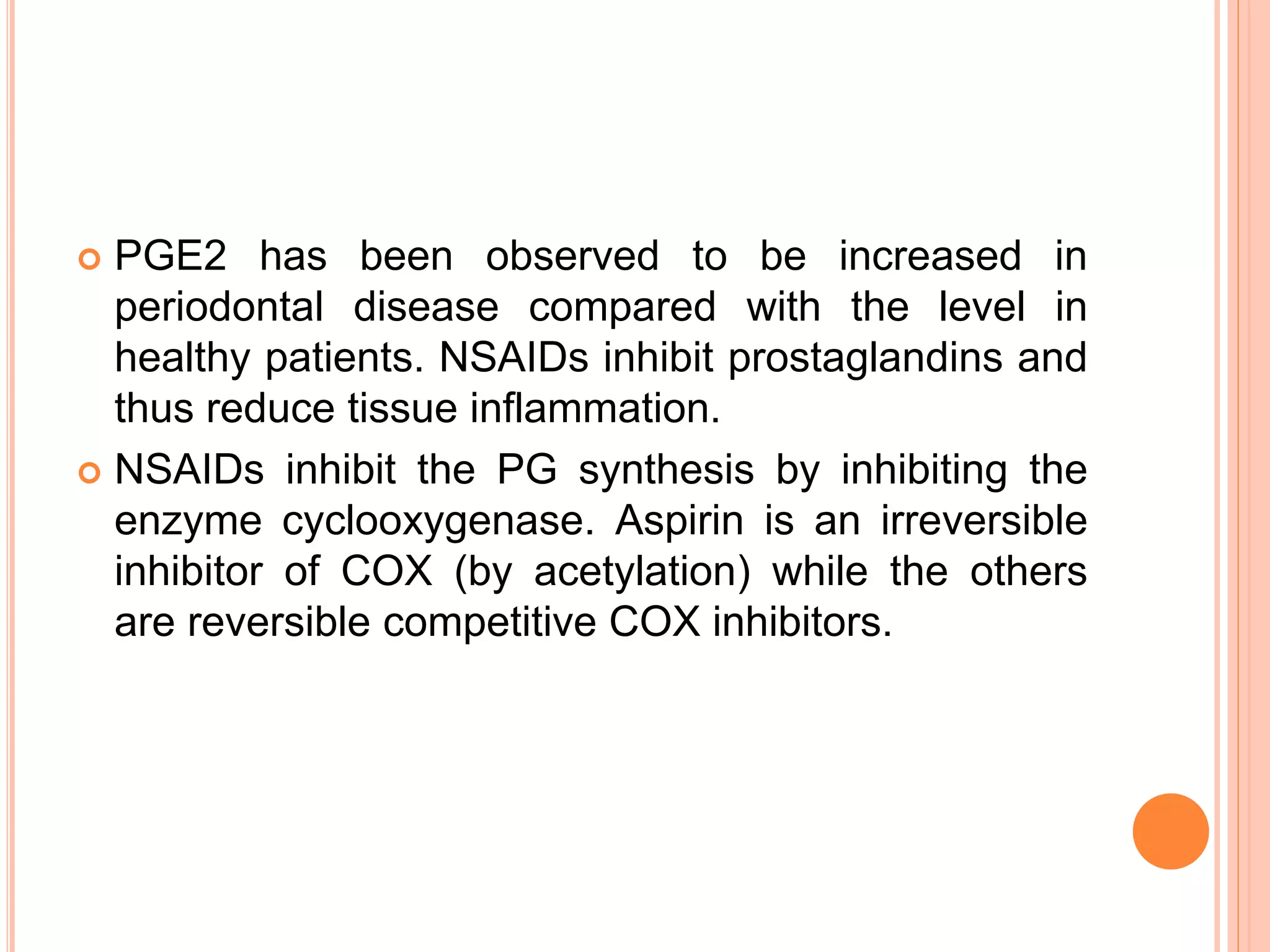 The role of NSAIDs in periodontal disease progression | PPTX