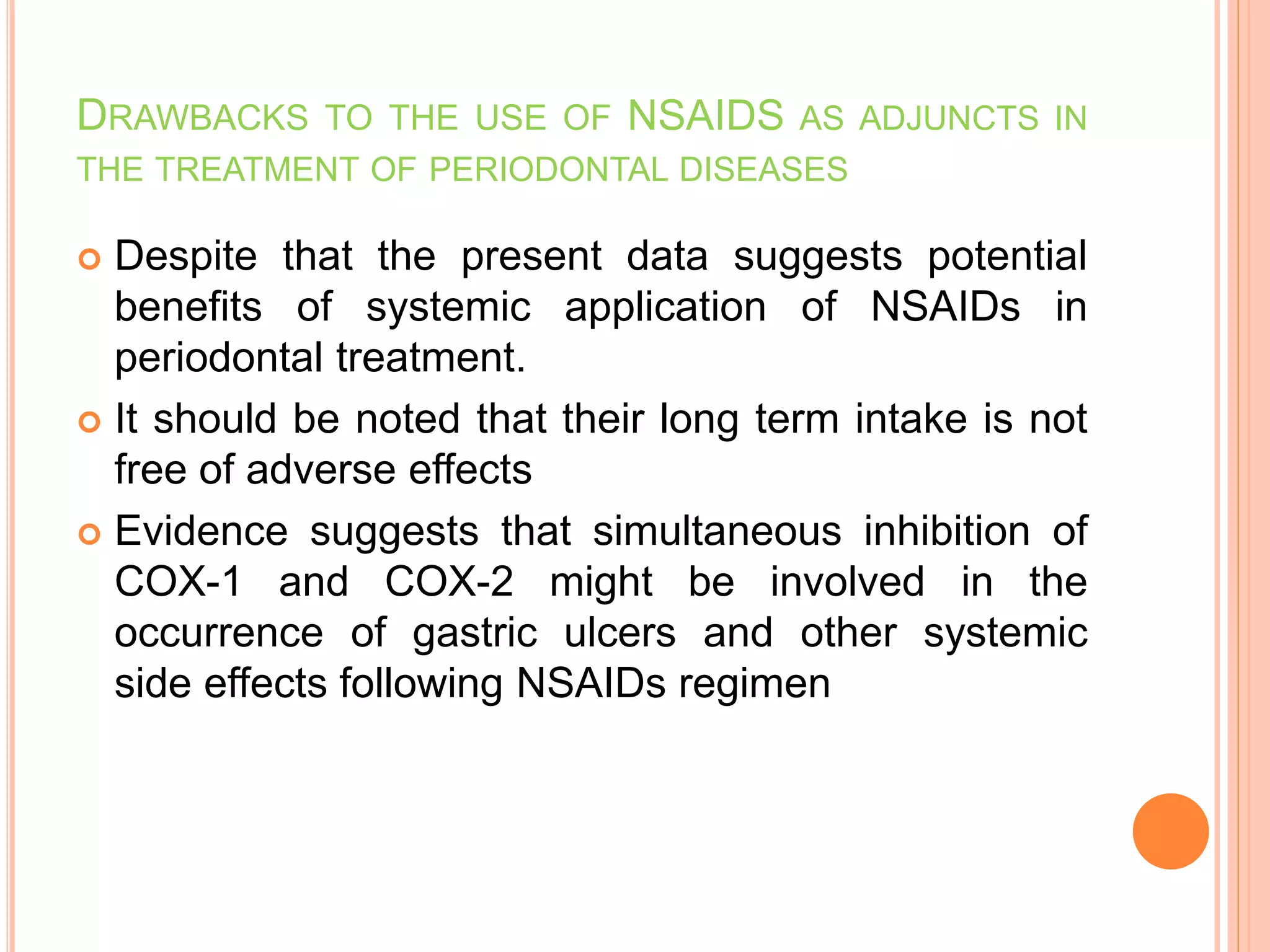 The role of NSAIDs in periodontal disease progression | PPTX