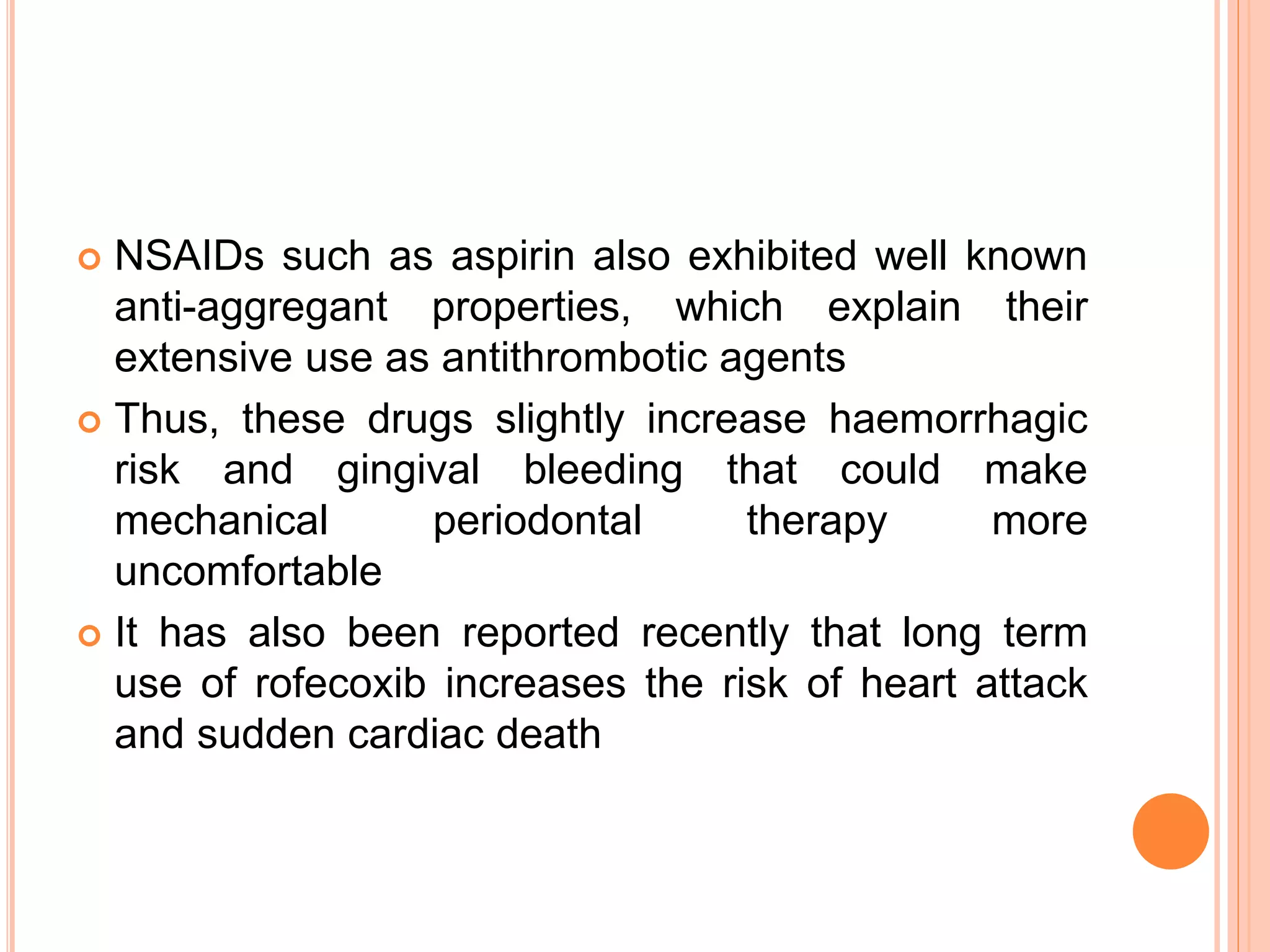 The role of NSAIDs in periodontal disease progression | PPTX
