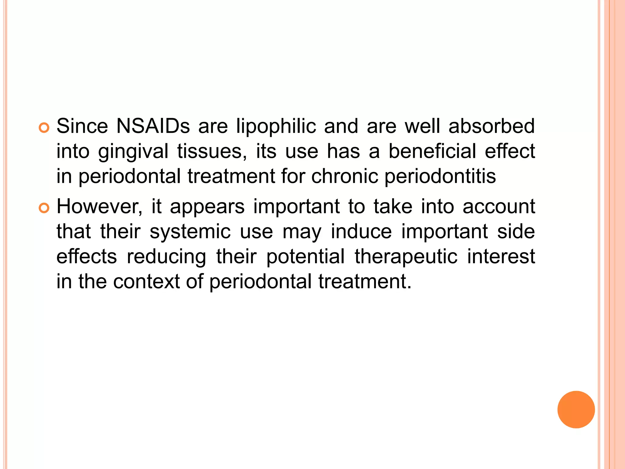 The role of NSAIDs in periodontal disease progression | PPTX