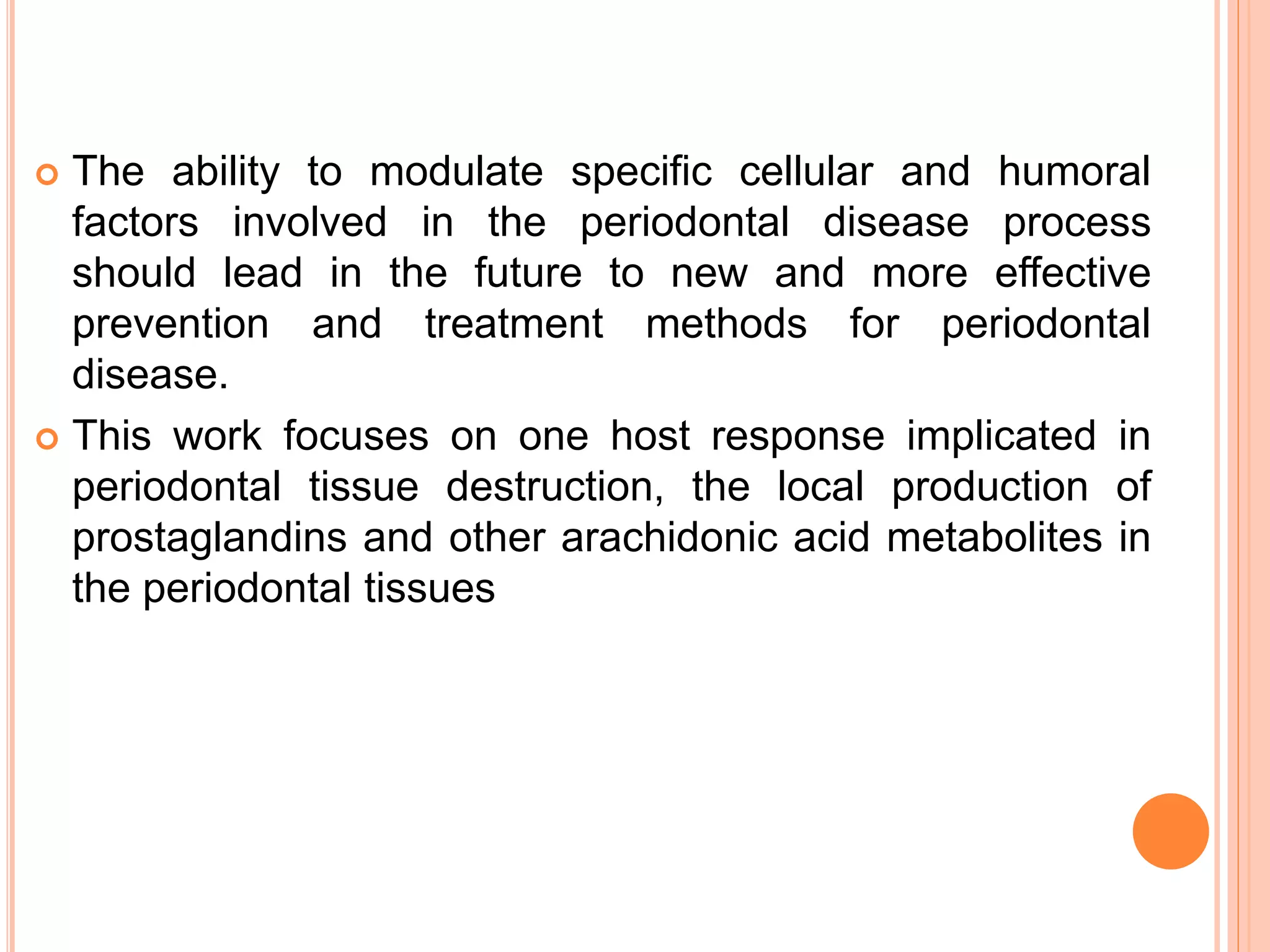 The role of NSAIDs in periodontal disease progression | PPTX