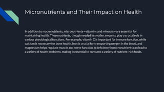 The Role of Nutrition in Maintaining a Healthy Lifestyle | PDF