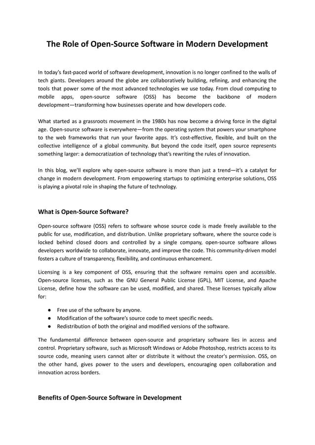 The Role of Open-Source Software in Modern Development | PDF