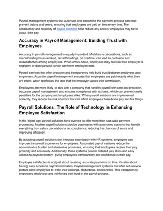 The Role of Payroll Services in Enhancing Employee Satisfaction | PDF
