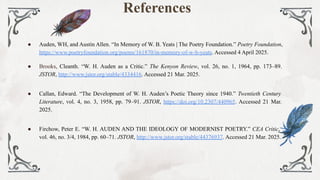 " In Memory of W.B Yeats : Auden and the Role of Poetry in Society" | PDF