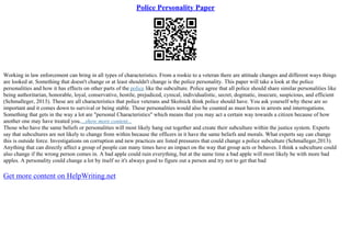 The Role Of Police Essay | PDF