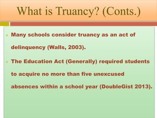 The role of politics in secondary school truancy today | PPTX