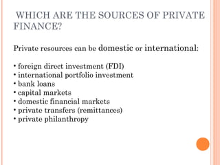 The role of private finance in development | PPT
