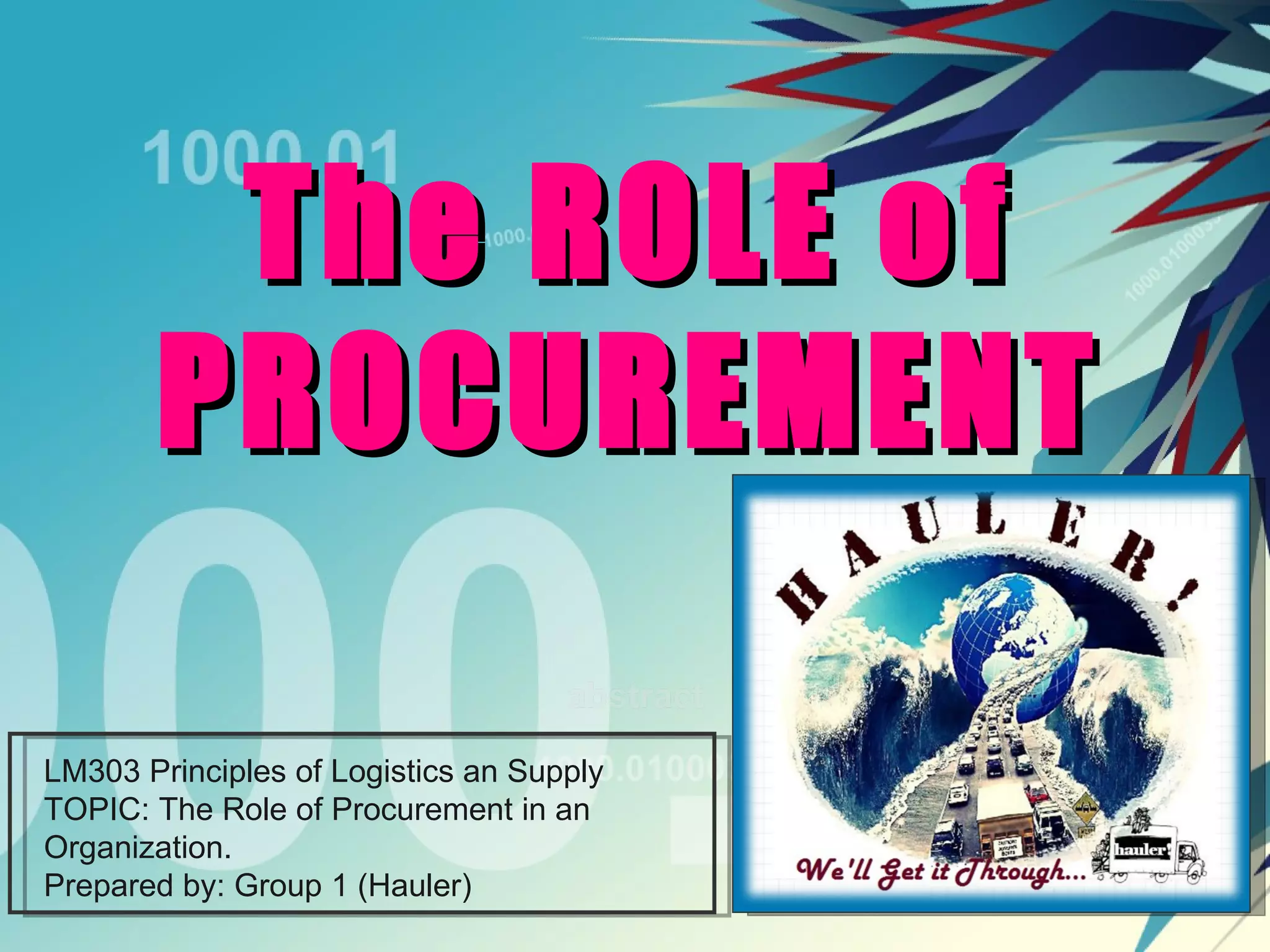The role of procurement | PPT