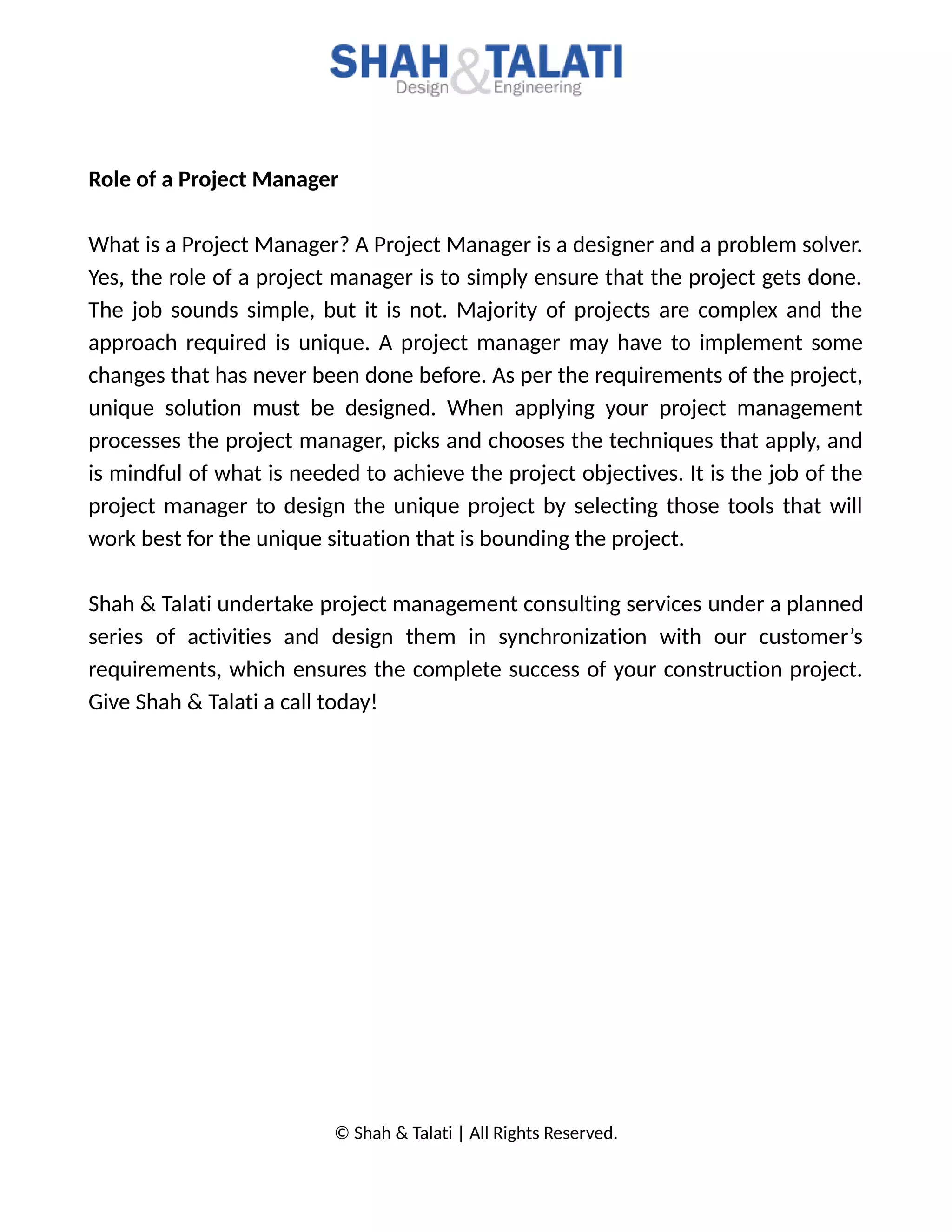 The role of project management consultants | PDF