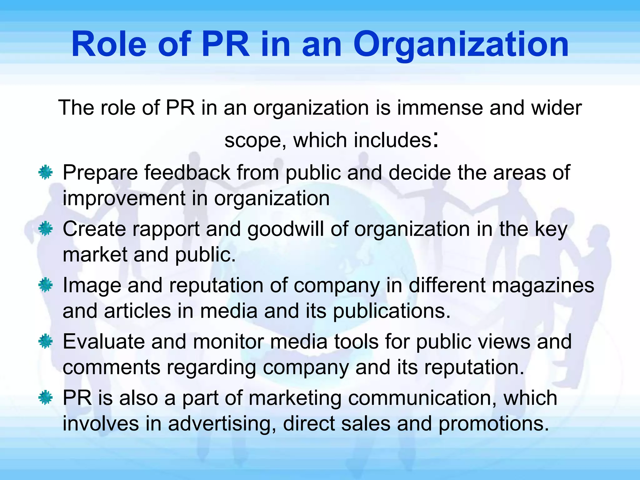 The Role of Public Relations in an Organization | PPTX