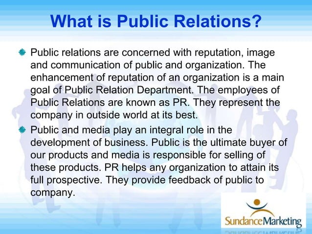 The Role of Public Relations in an Organization | PPT