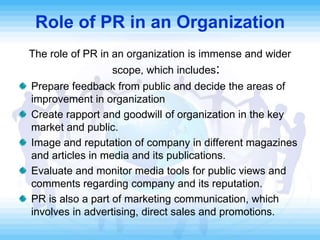 The Role of Public Relations in an Organization | PPTX