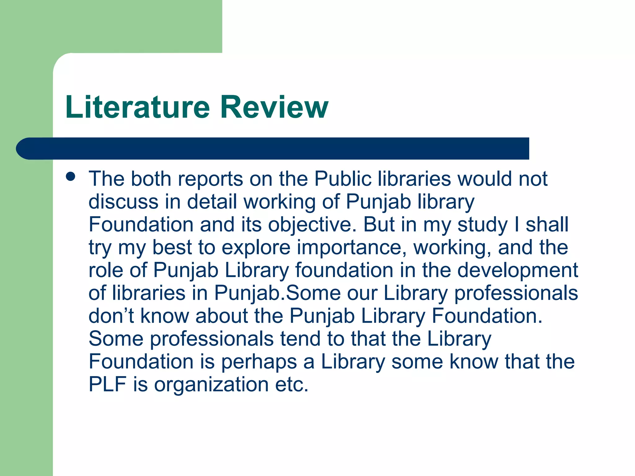 The role of punjab library foundation in development | PPT