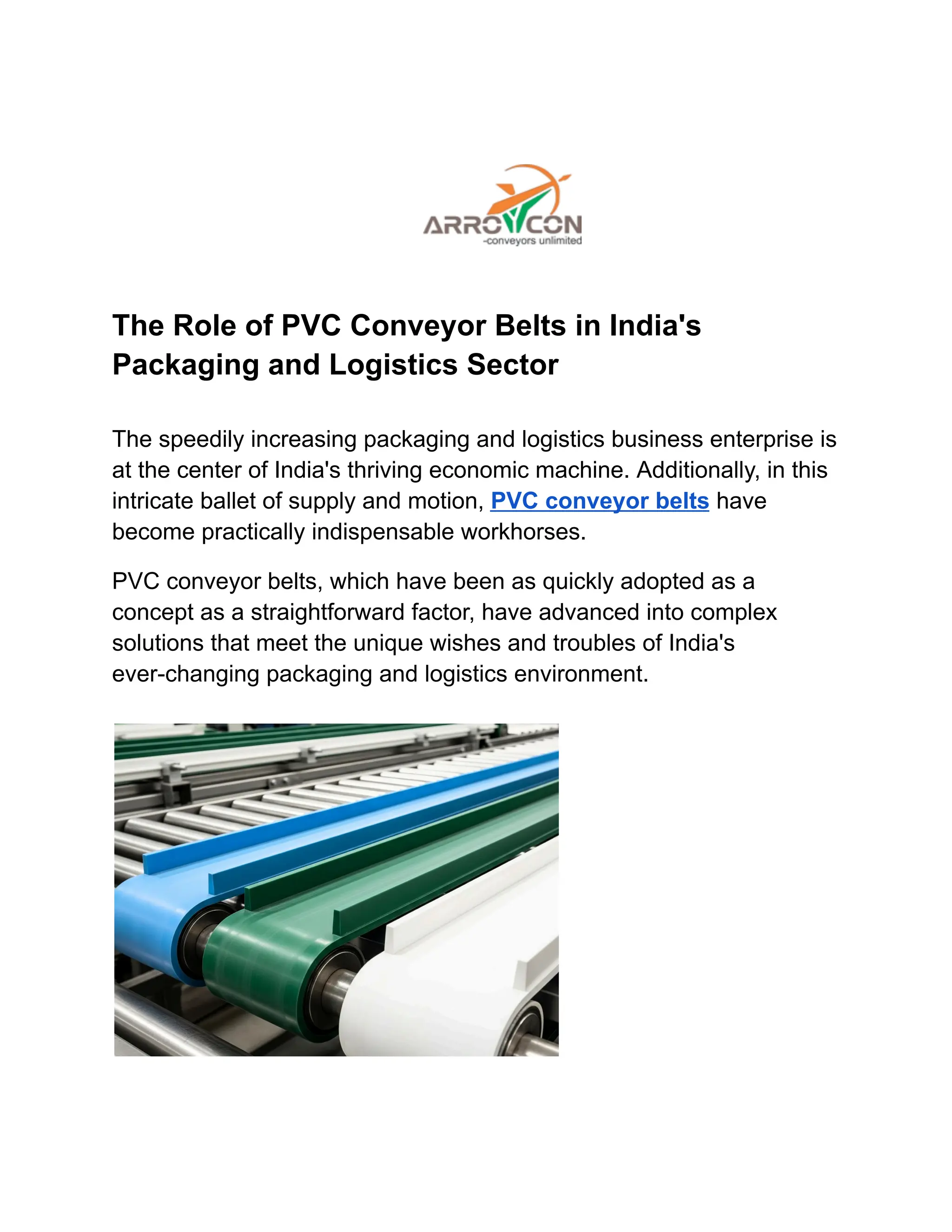 The Role of PVC Conveyor Belts in India's Packaging and Logistics ...