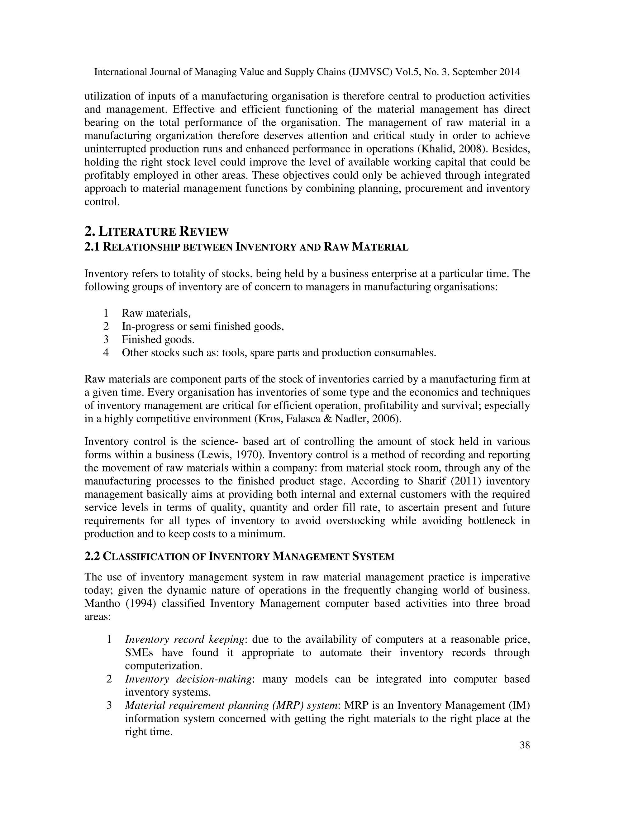 The role of raw material management in production operations | PDF