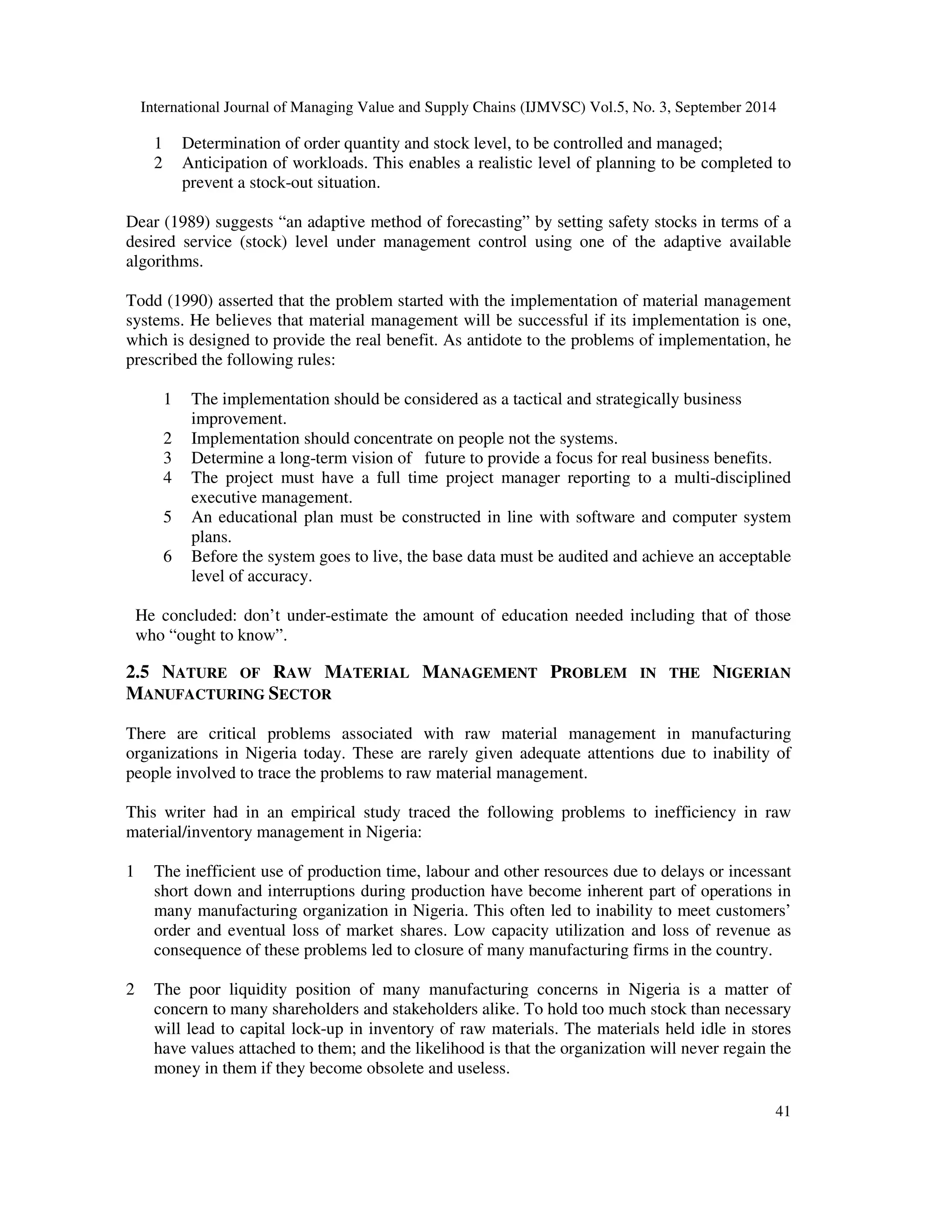 The role of raw material management in production operations | PDF