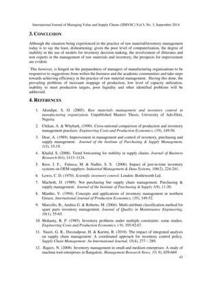 The role of raw material management in production operations | PDF