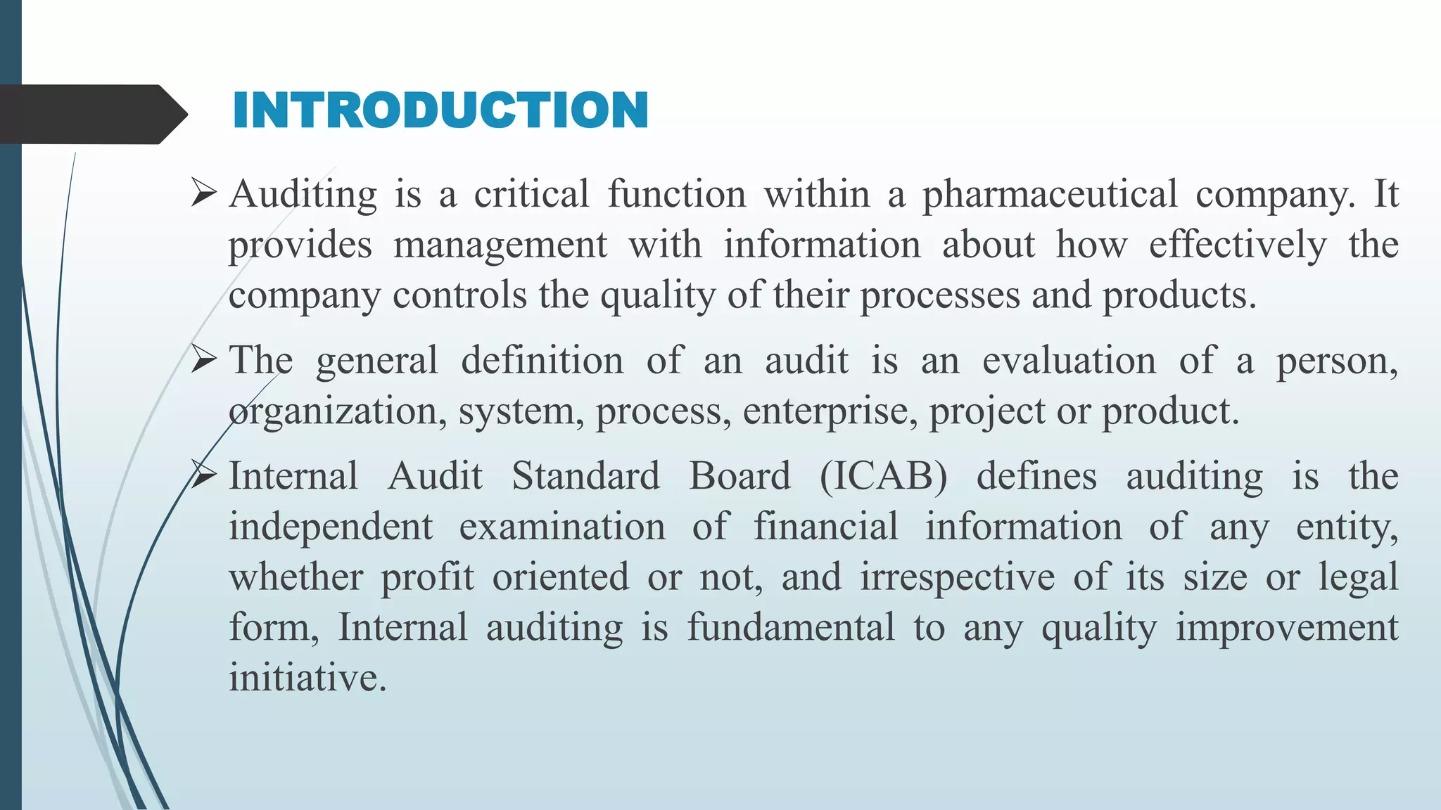 The Role of Regulatory GMP Audit in Pharmaceutical Companies. | PDF