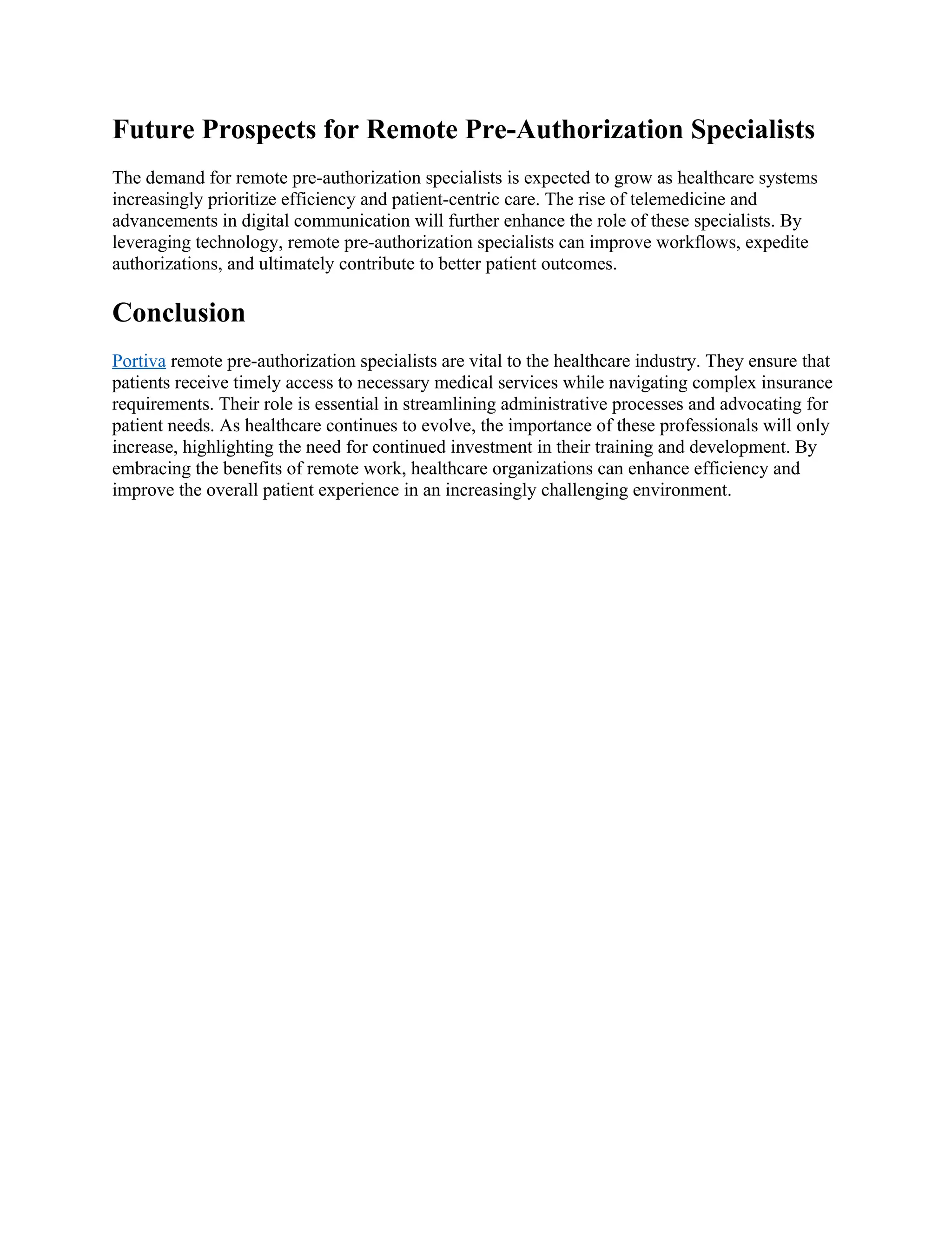 The Role of Remote Pre-Authorization Specialists in Healthcare | PDF | Free Download