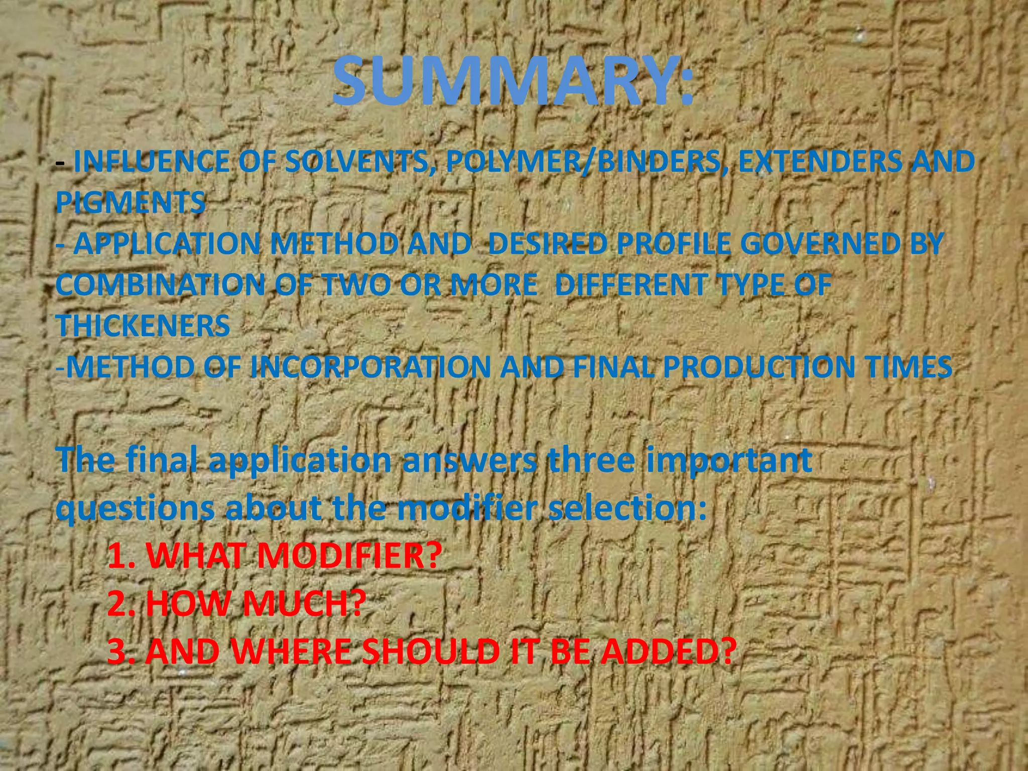 The role of rheology modifiers in texture coatings | PPTX