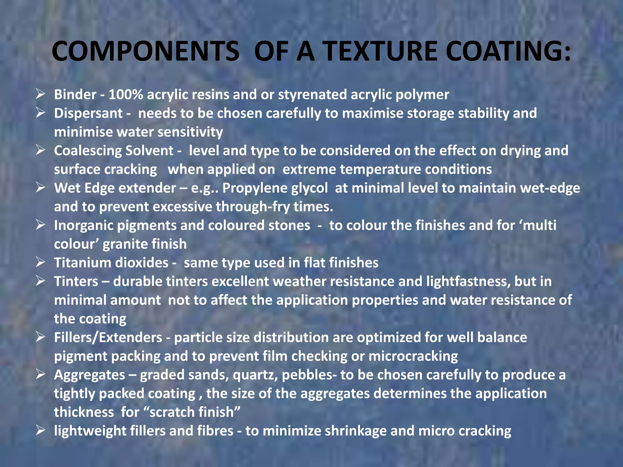 The role of rheology modifiers in texture coatings | PPTX